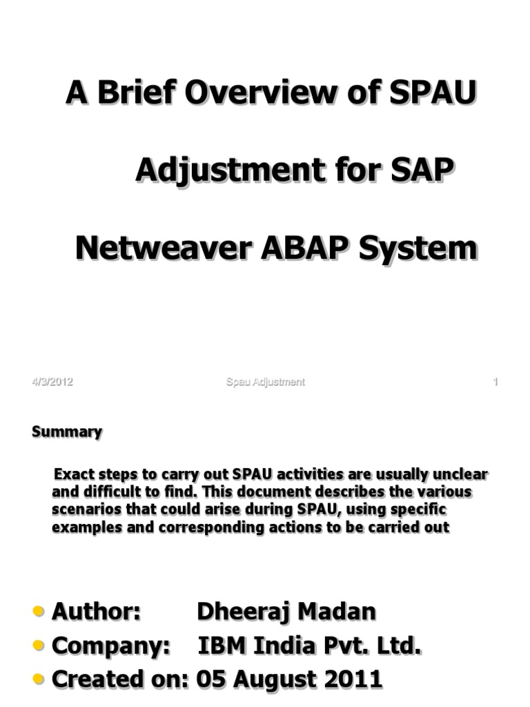 SPAU Adjustment Guide for SAP ABAP | PDF | Information Retrieval ...