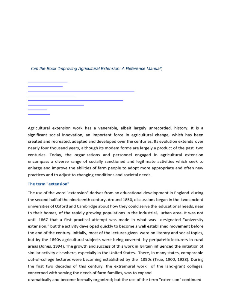 Evolution of Agricultural Extension Services | PDF | Agriculture ...