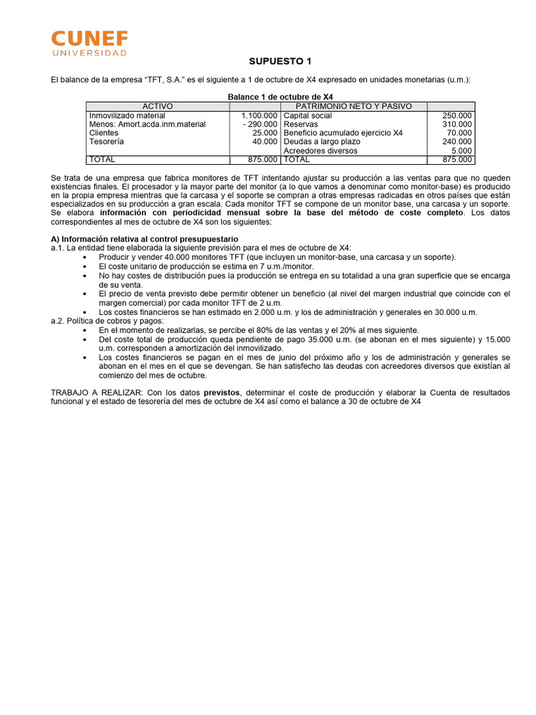 Supuesto 1 Ejercicios - Tema 4 | PDF | Hoja de balance | Business