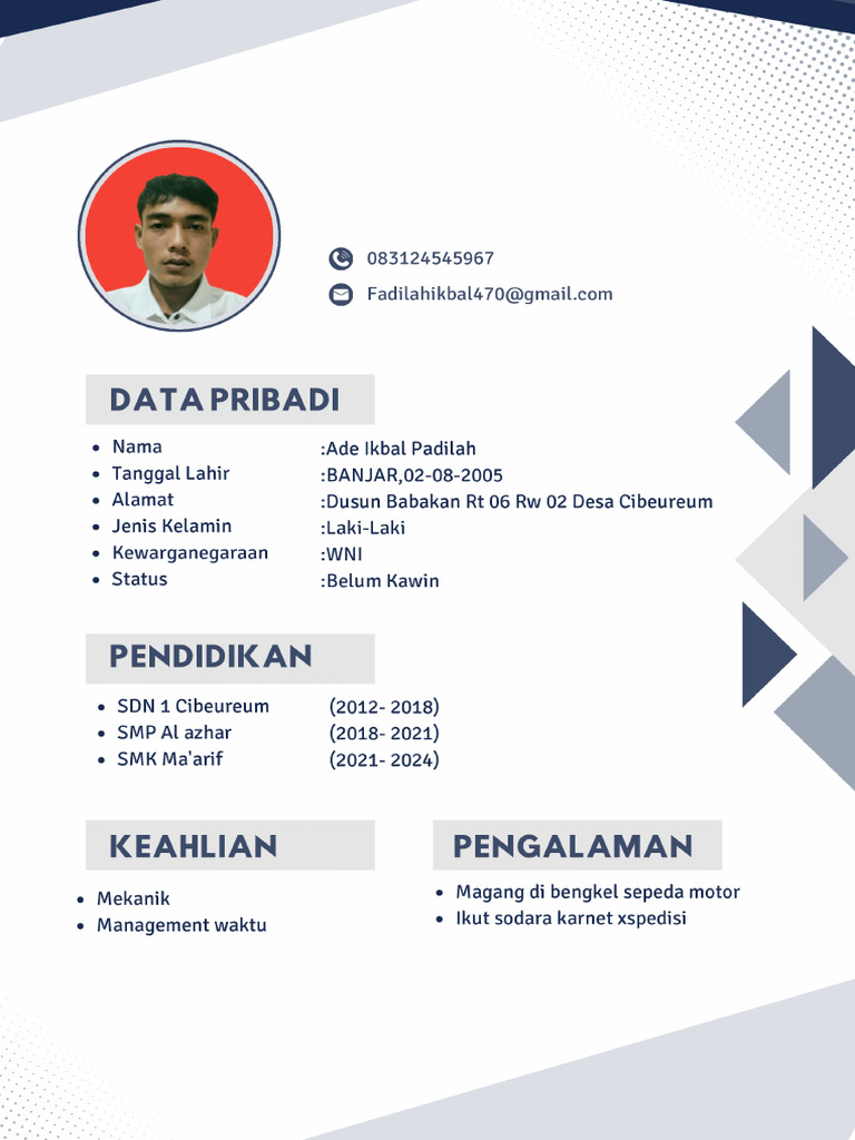 Biru Tua Abu-Abu Modern Minimalis Lulusan Baru CV Resume Riwayat Hidup - 20250521 - 205754 ...