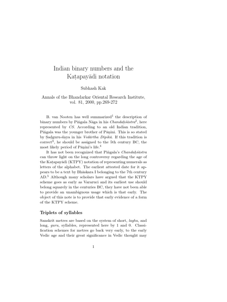 Ancient Indian Binary Systems | PDF | Metre (Poetry) | Semiotics