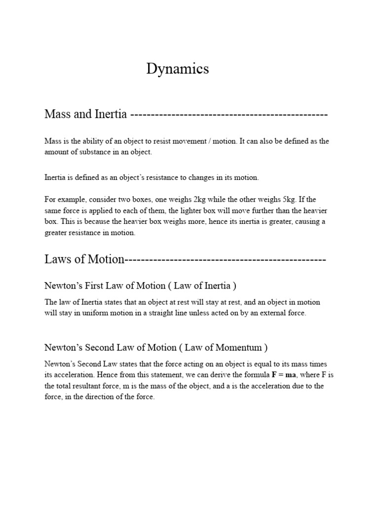 Understanding Mass, Inertia, and Motion | PDF | Force | Collision