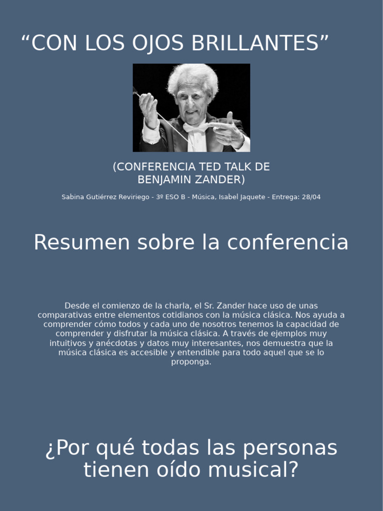 Conferencia Ted Talk de Benjamin Zander | PDF | Federico Chopin | Acorde (Música)
