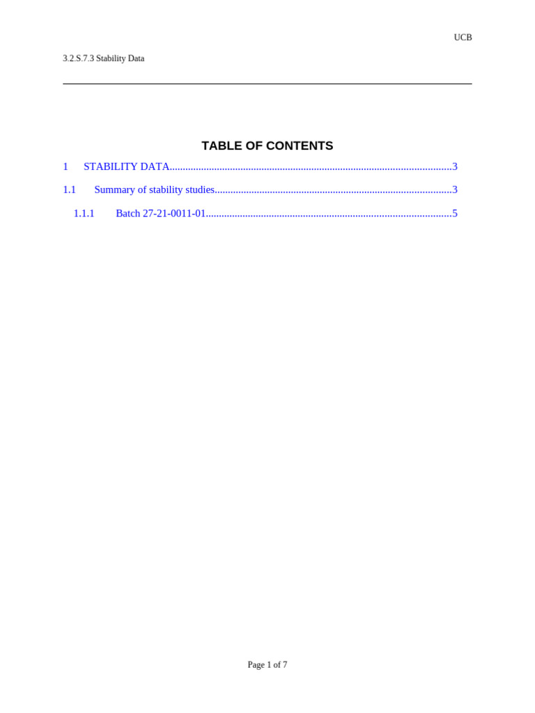 Stability Data for Batch 27-21-0011-01 | PDF