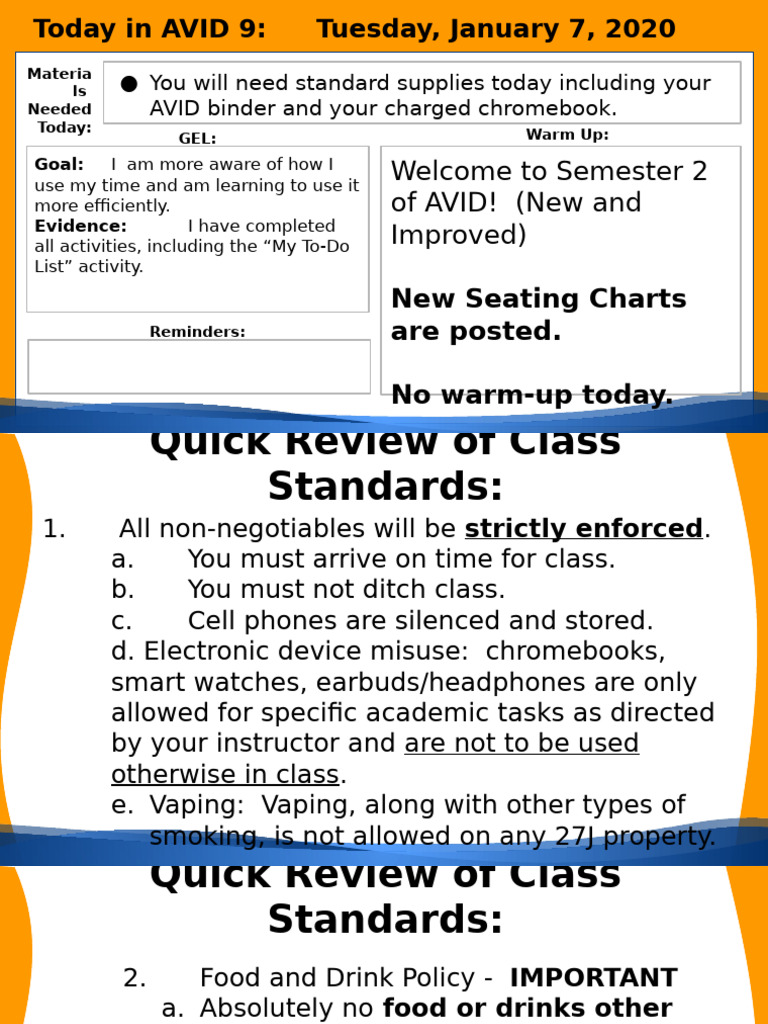 AVID January 2020 - Today in AVID 9 | PDF | Essays | Quiz