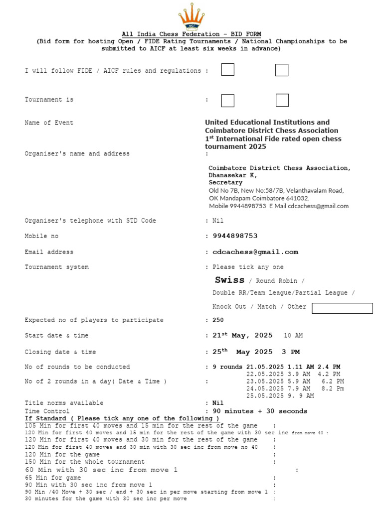 United Fide rated Bid Form 2025 new | PDF | Sports | Traditional Board ...
