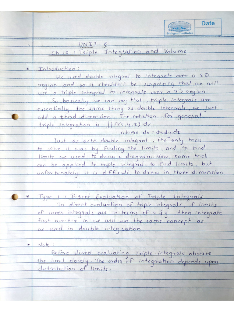 CH 10. Triple Integration and Volume | PDF