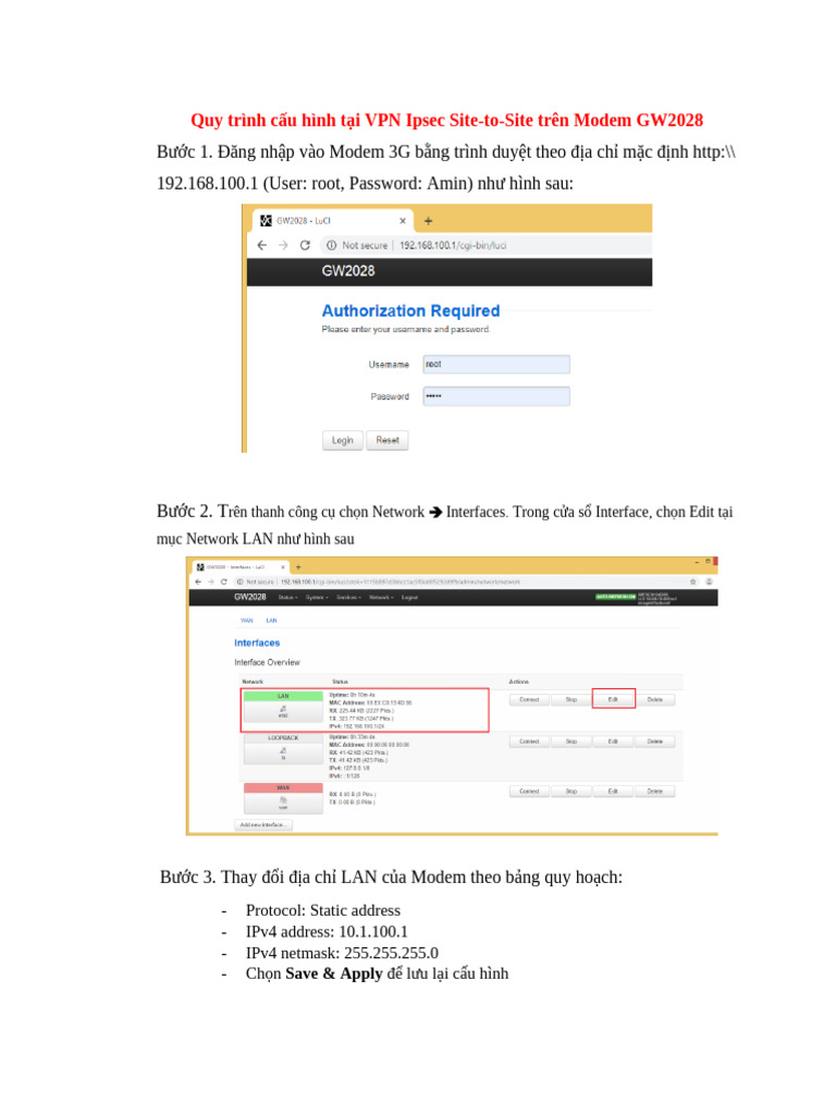 Quy Trình Cau Hinh VPN IPSec Trong EVN | PDF