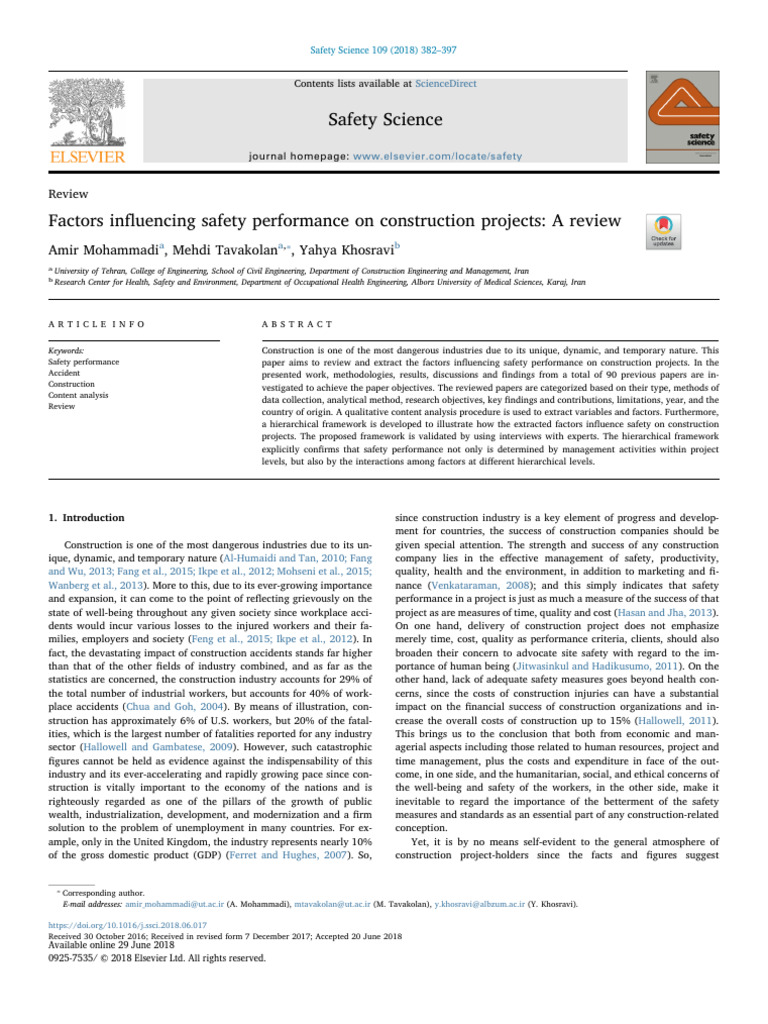Factores Que Influyen en El Desempeño de Seguridad en Proyectos de Construcción - Una Revisión ...