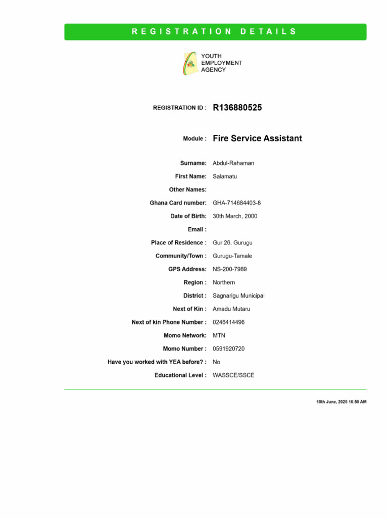 Registration Receipt | PDF