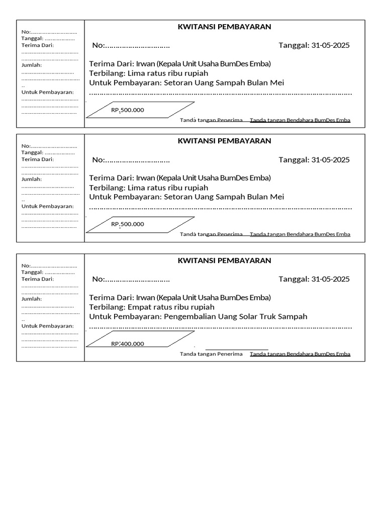Kwitansi Kosong | PDF