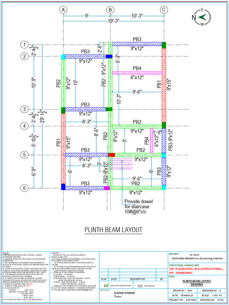 ST 03- MR.GAJA FLAT -PLINTH BEAM LAYOUT | PDF | Chess Theory | Chess