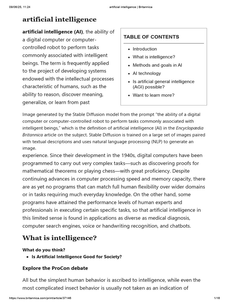 Artificial Intelligence - Britannica | PDF | Artificial Intelligence | Intelligence (AI) & Semantics