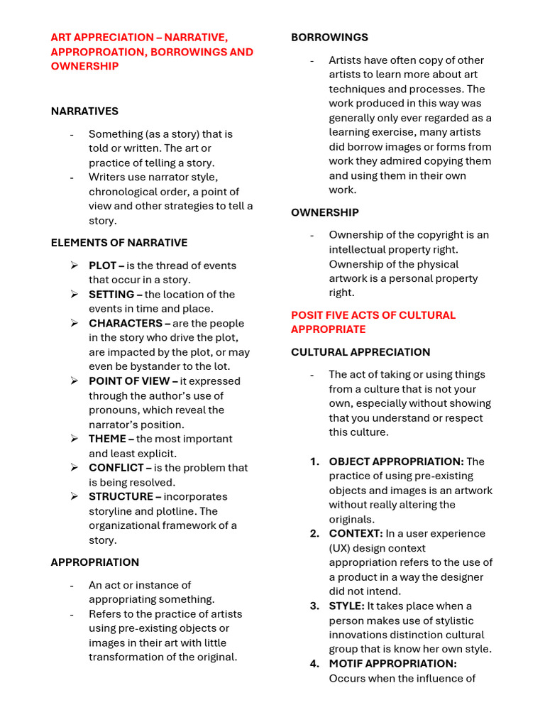 Art Appreciation - Narrative | PDF | Narration | Narrative