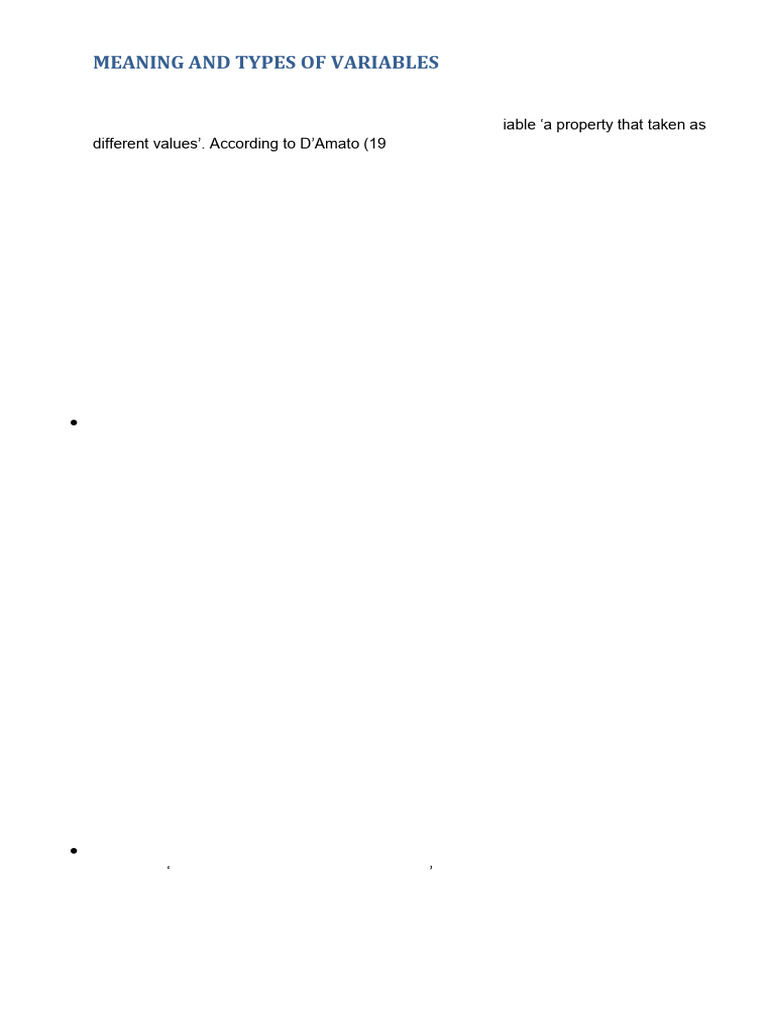 Meaning and Types of Variables | PDF | Dependent And Independent ...