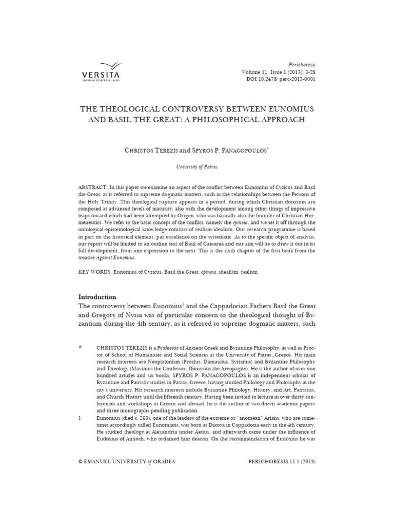 05 The Theological Controversy Between Eunomius and Basil The Great A ...