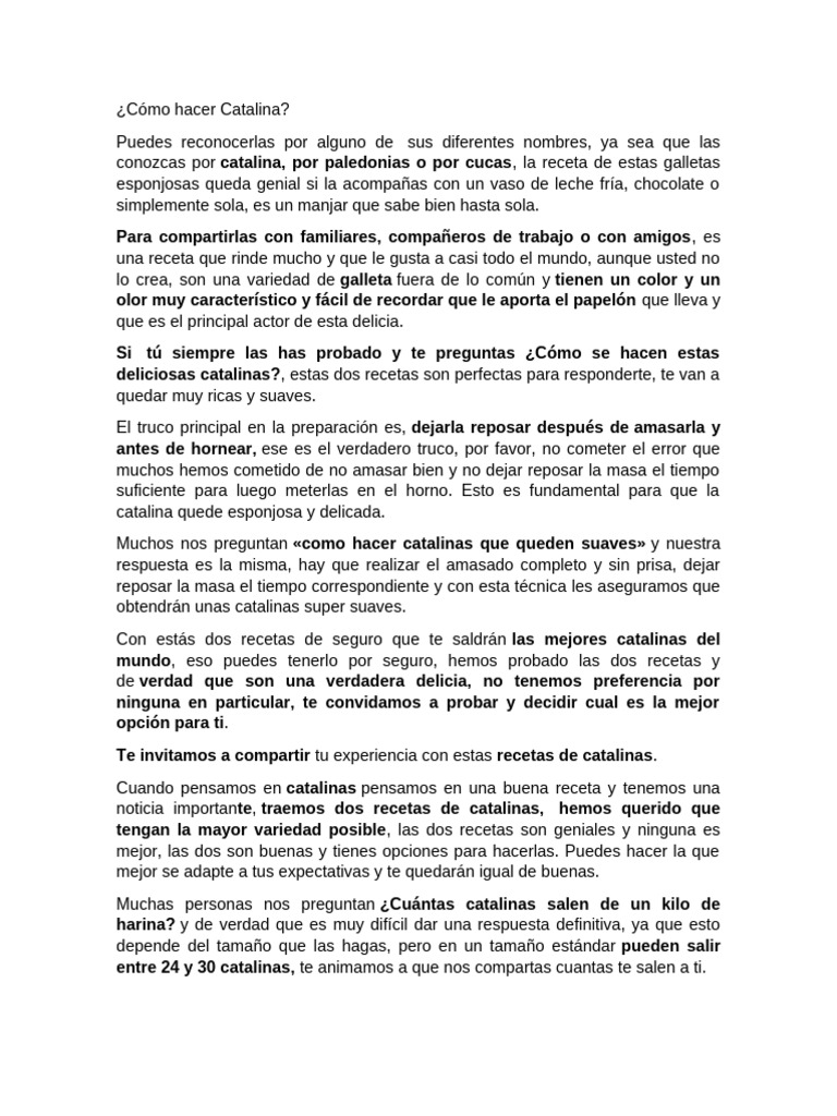 Cómo Hacer Catalina | PDF | Galleta | Panes