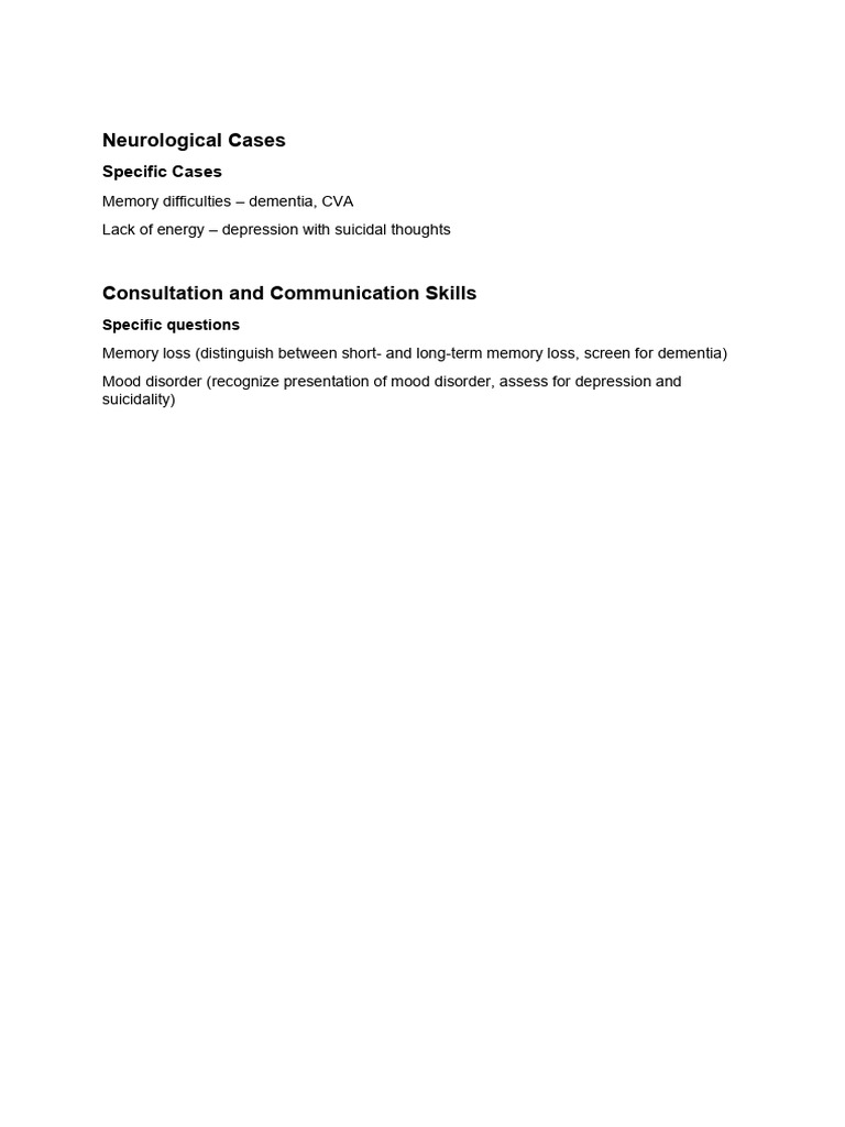1 - Neurological Consultation Cases | PDF | Dementia | Self Harm
