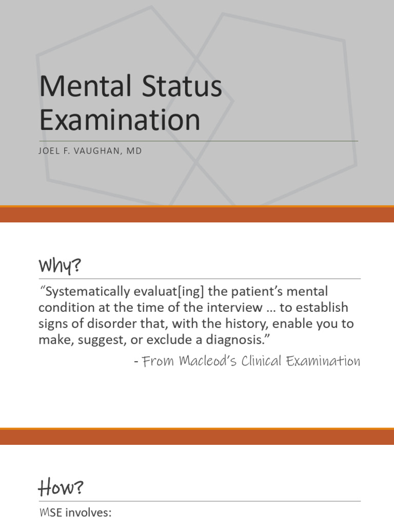 Mini Mental Status Examination Overview | PDF