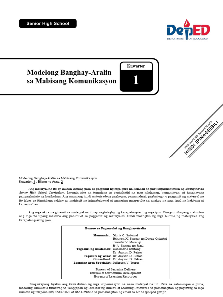 SHS MK Q1 Le1 | PDF