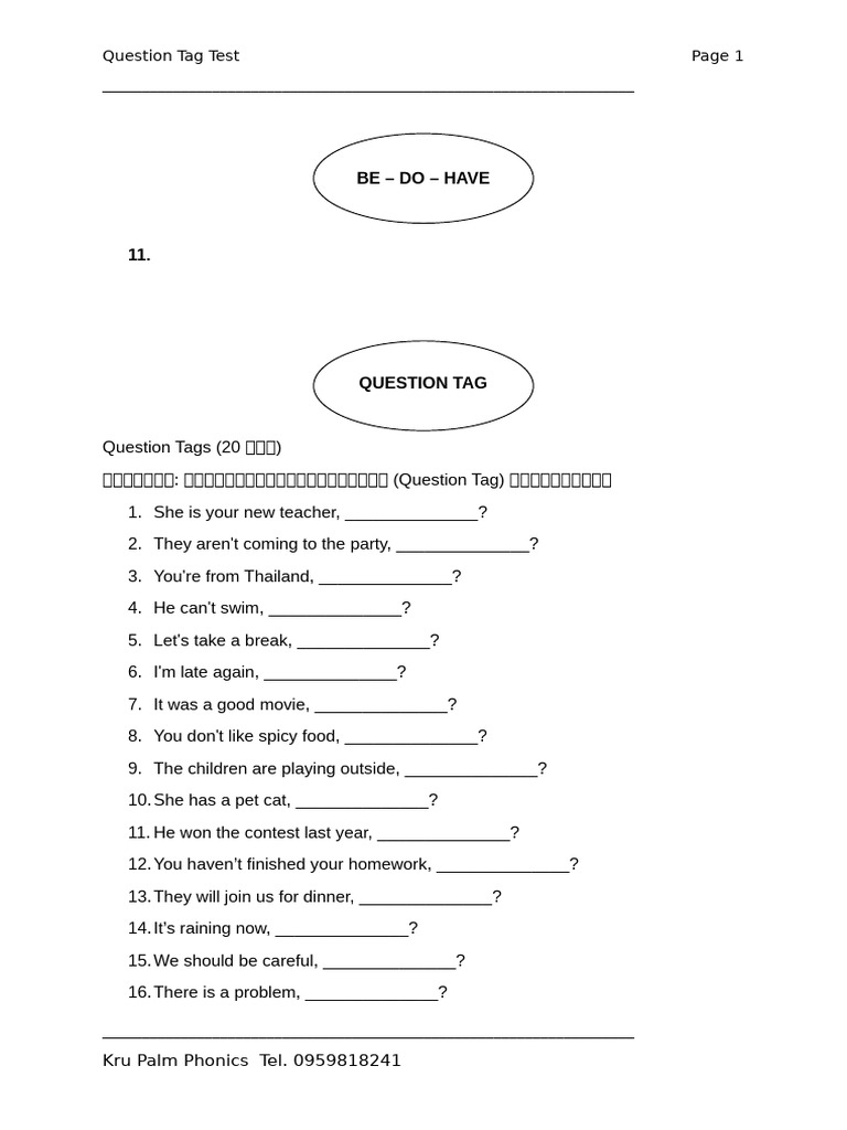 Test - Question Tag and Be Do Have | PDF | Chess Openings | Chess