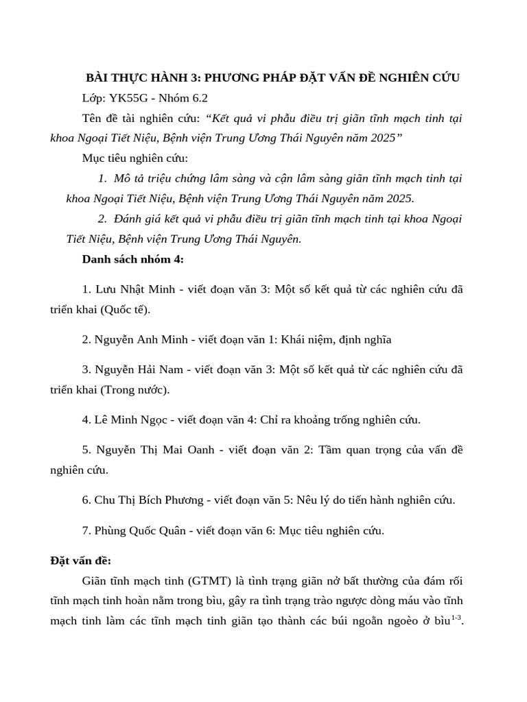 BÀI THỰC HÀNH 3- ĐẶT VẤN ĐỀ - NCKH - NHÓM 4 | PDF