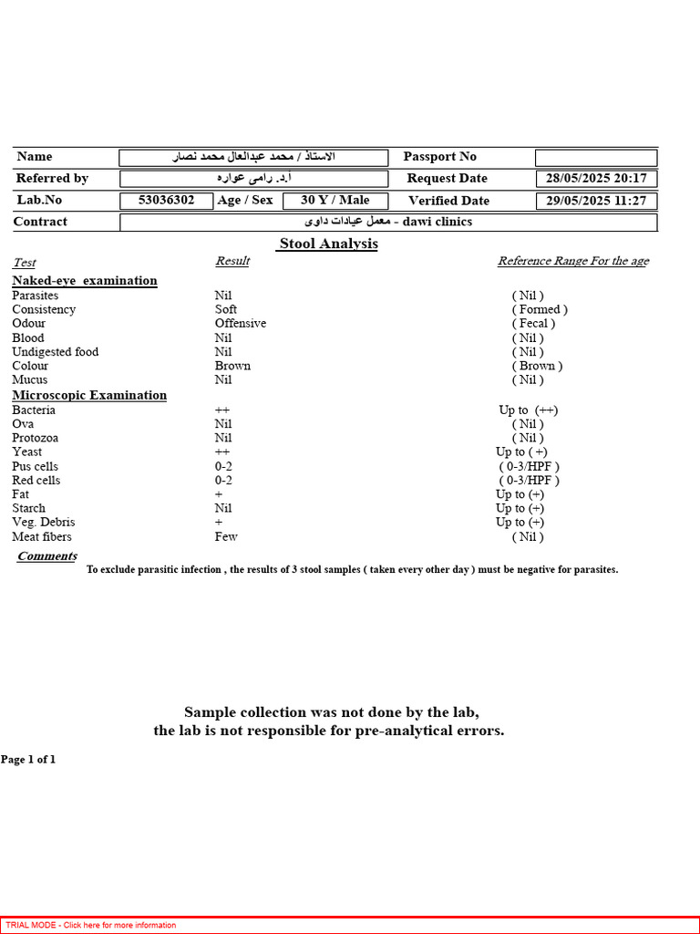 402 - 501 - 3 - 53000000551290 - 290525112737 - Stool Analysis | PDF ...