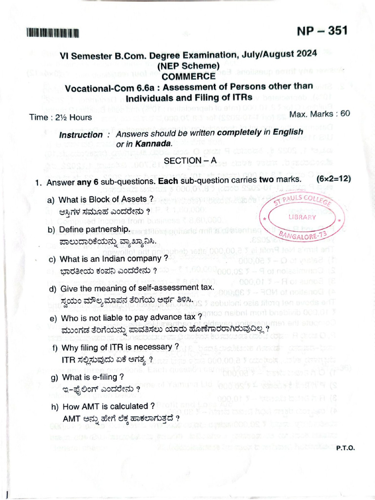 Assesment of Persons Other Than Individuals and Filling of ITRs | PDF