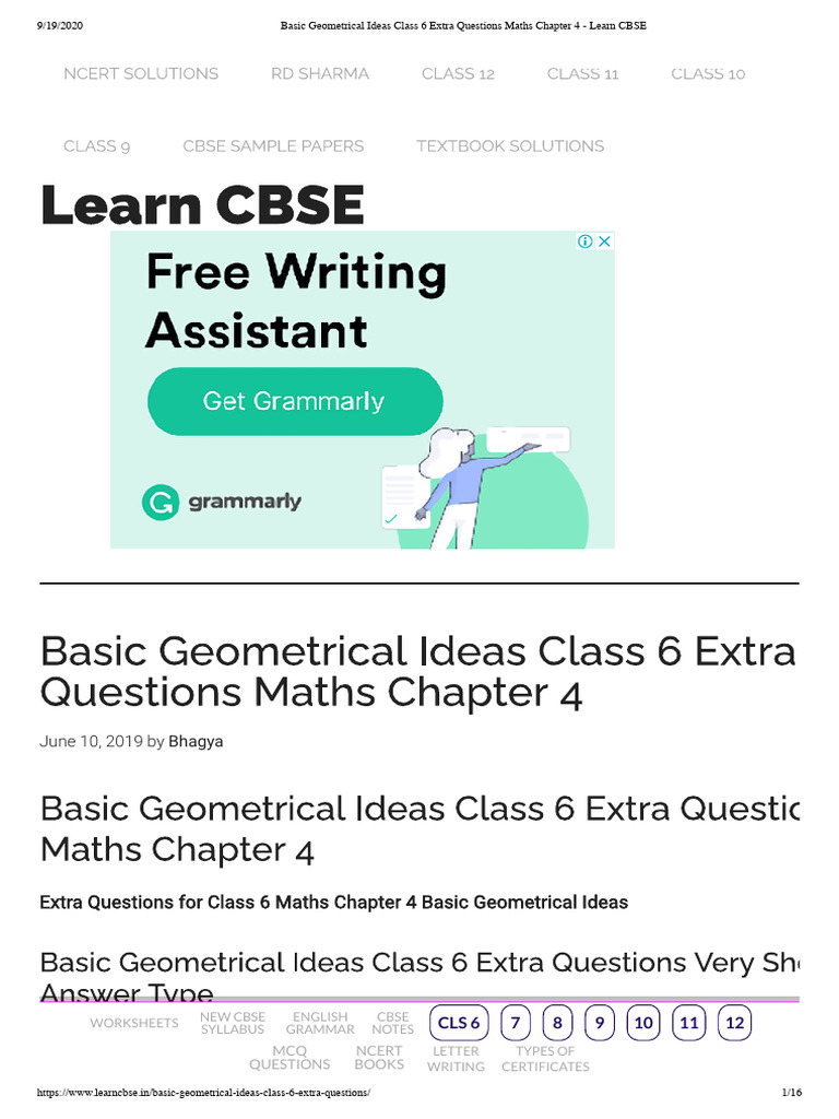 Class 6 Basic Geometrical Ideas Questions | PDF | Circle | Triangle