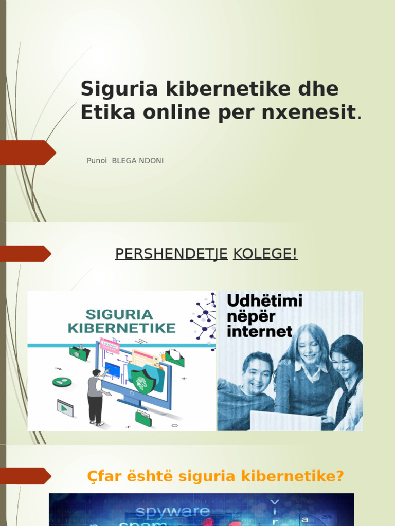 Siguria Kibernetike Dhe Etika Online Per Nxenesit | PDF