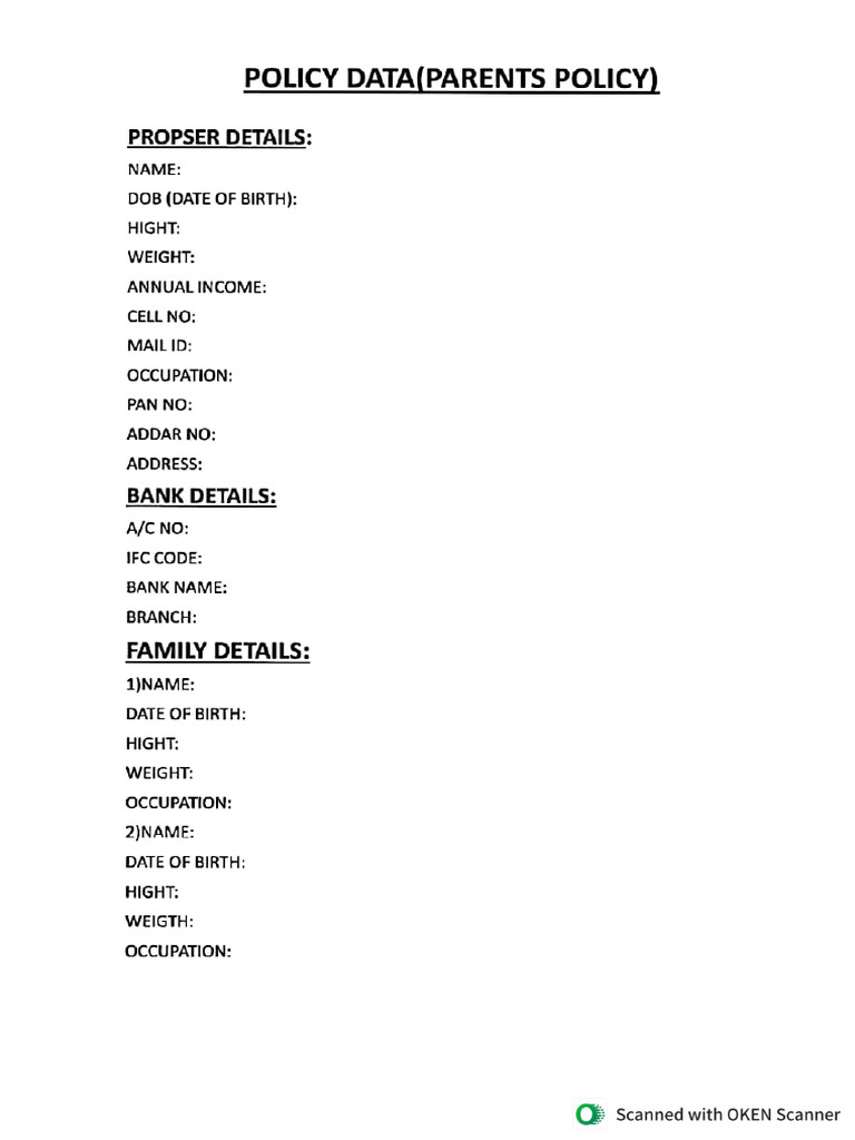 Star Health Insurance Application Filled | PDF