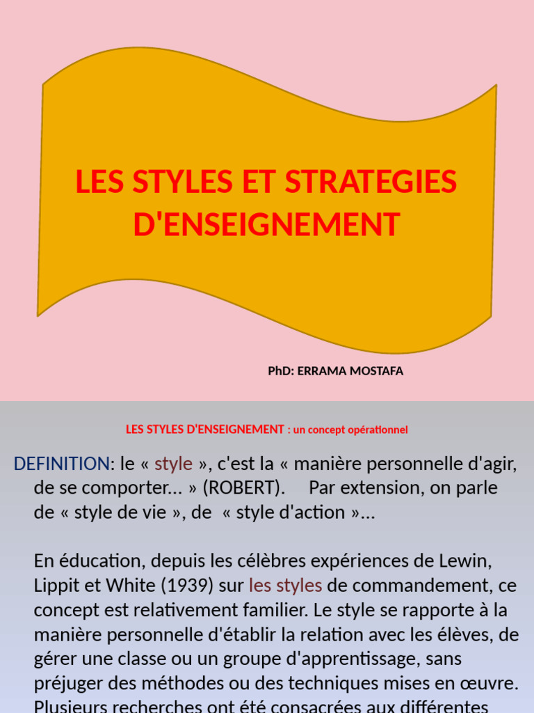 Les Styles Et Strategies D'enseignement en Eps - Copie | PDF | Apprentissage | Enseignement