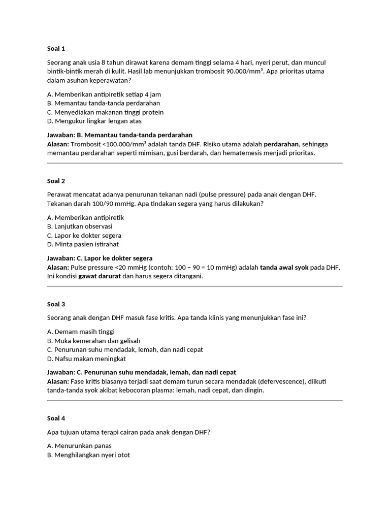 Soal Ukom Keperawatan Anak Dengan DHF | PDF
