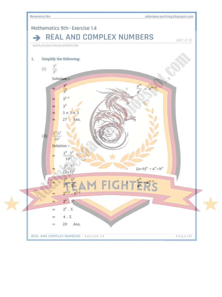 Ix Math - Adamjee Note - Team Fighters | PDF