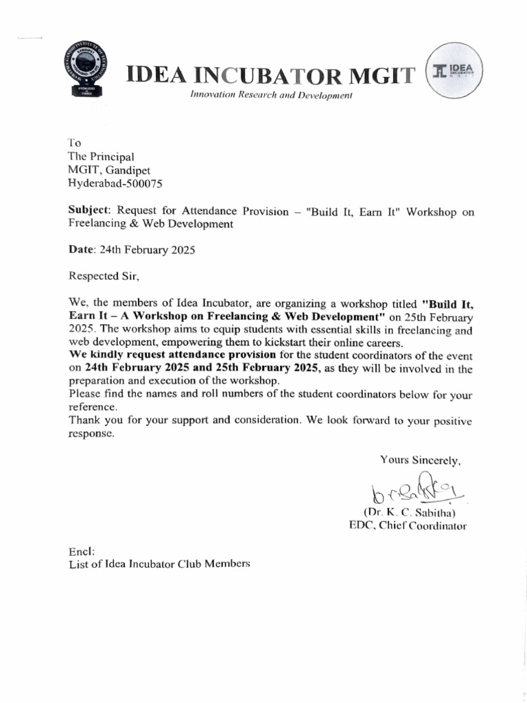 Attendance 24&25 Feb Idea Incubator Mgit | PDF