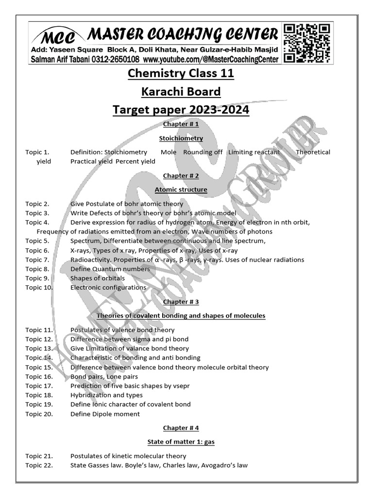 Xi Chemistry - Target Paper Chap Wise - Homelander Group | PDF ...