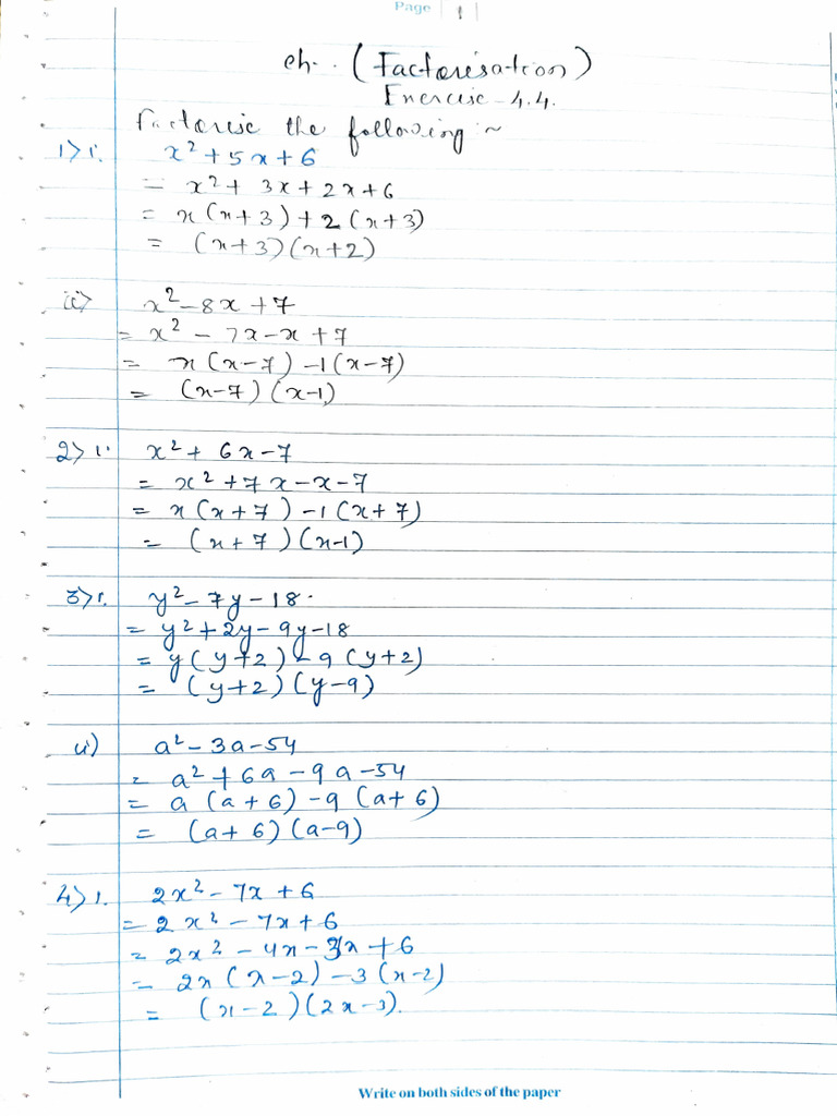 Factorisation Ex 4 4 and 4 5 STD 9 | PDF