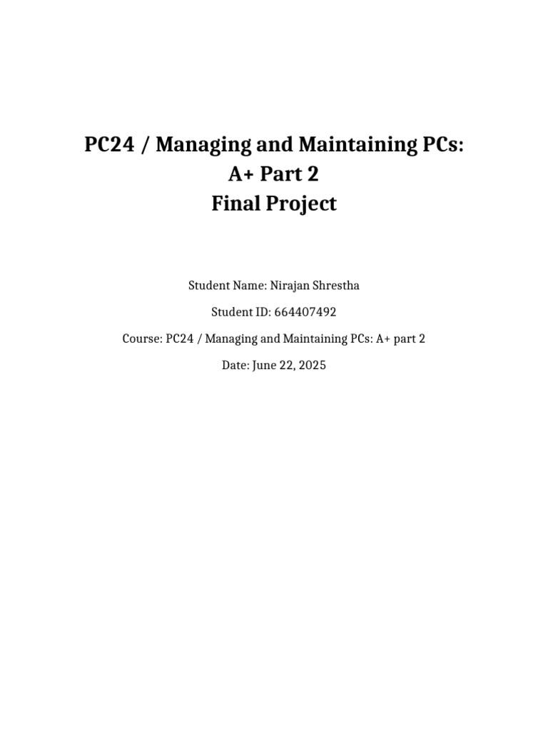 NirajanShrestha PC24 FinalProject | PDF | Hyper V | Virtual Machine