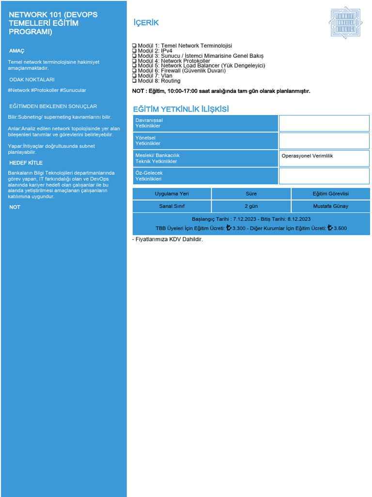 TBB Network 101 Devops Temelleri Egitim Programi | PDF