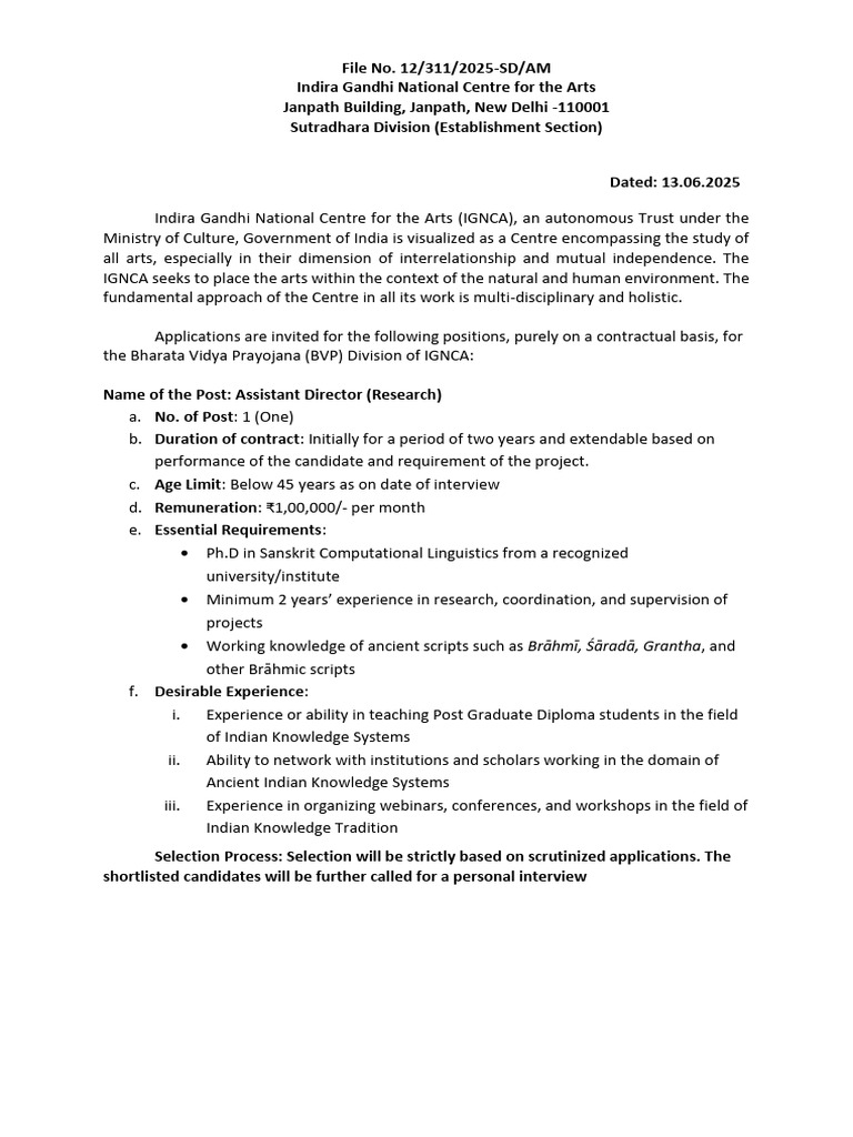 Adv BVP Assistant Director | PDF