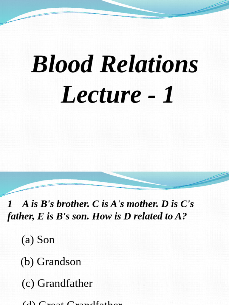 Blood Relation Questions for Class 3 | PDF
