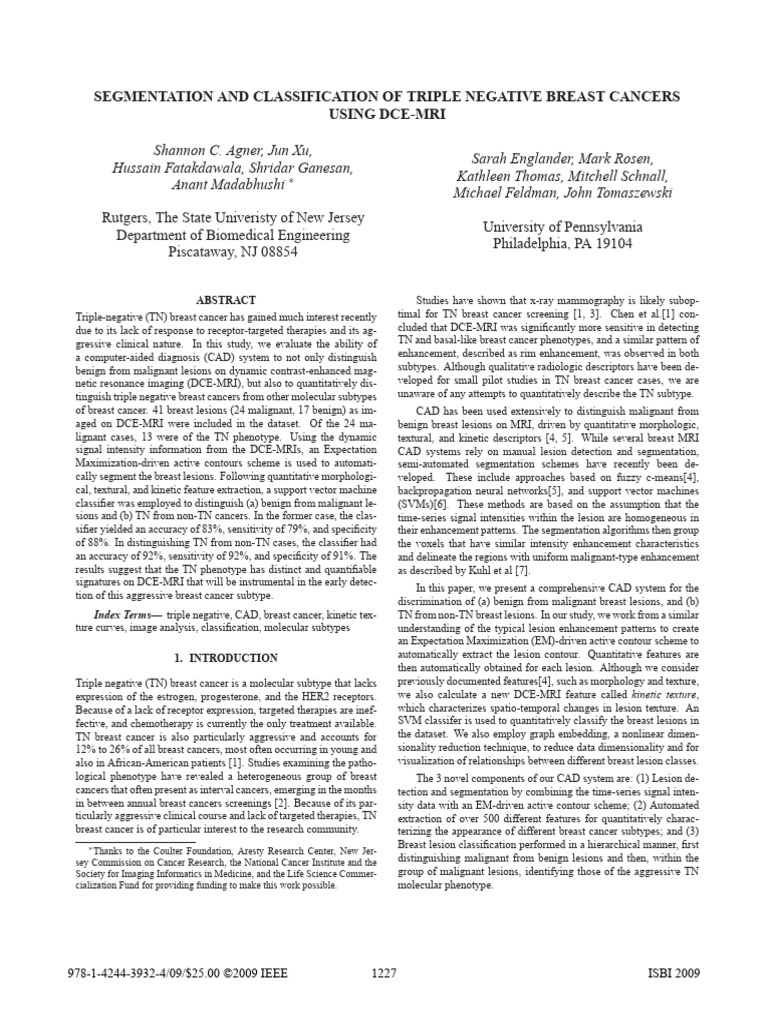 Segmentation and Classification of Triple Negative Breast Cancers Using ...