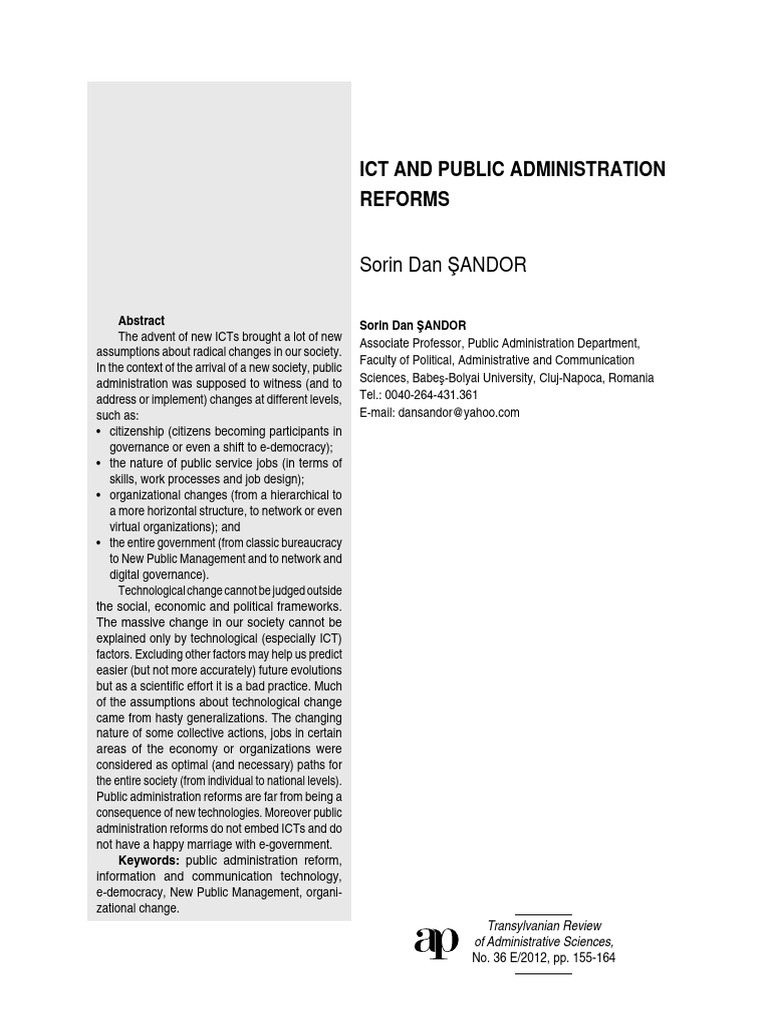 ICT's Impact on Public Administration Reform | PDF | Governance