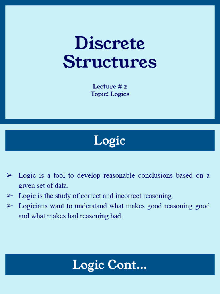 Discrete Structure Lecture 2 | PDF | Logic | Proposition