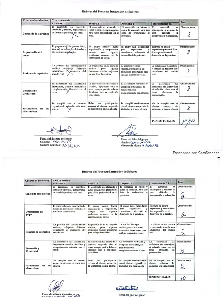 Proyecto Integrador Rubricas | PDF