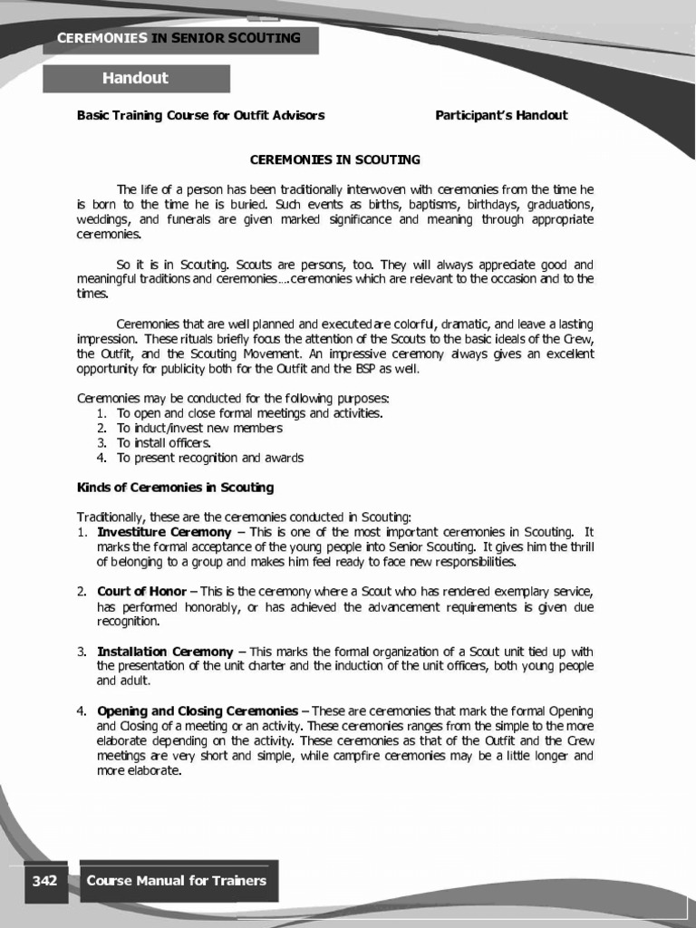 Investiture Ceremony | PDF | Scouting