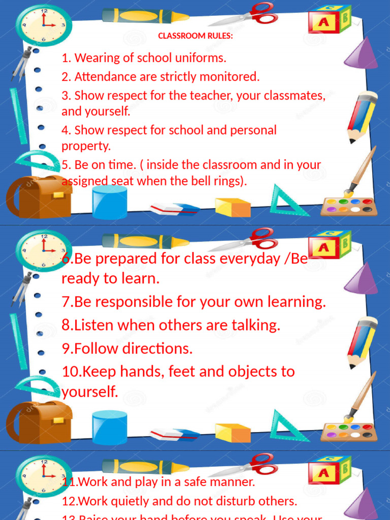Classroom Rules Presentation | PDF