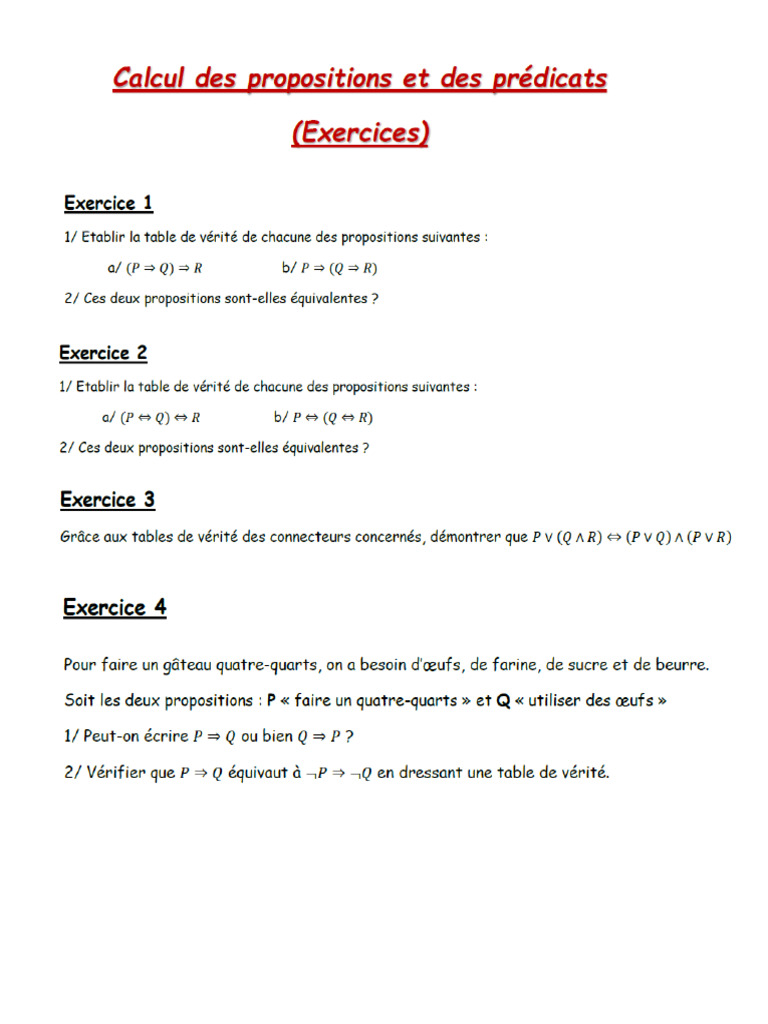 BTS Logique Exos | PDF