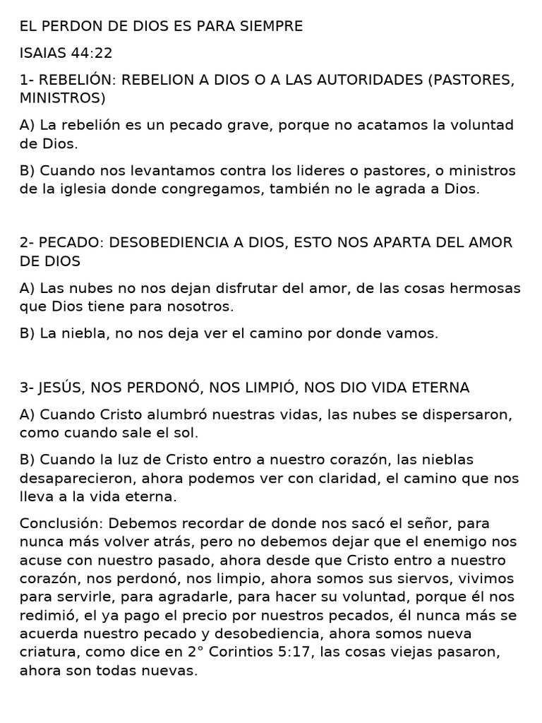 Sermón - El Perdon de Dios Es para Siempre | PDF