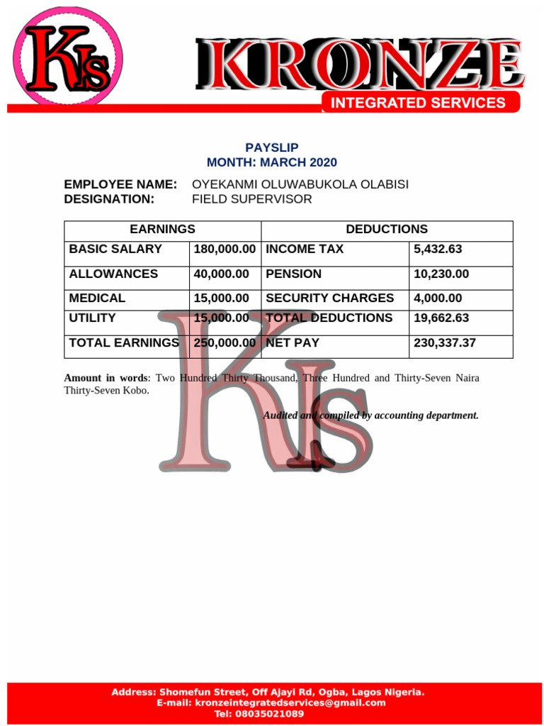 Employee Payslip For The Month of January 2020 | PDF | Paycheck | Tax ...